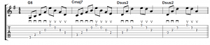 Arpeggiated Chord Progressions using G6 Em7 A7sus2 Cmaj7 Dsus2 – Learn ...