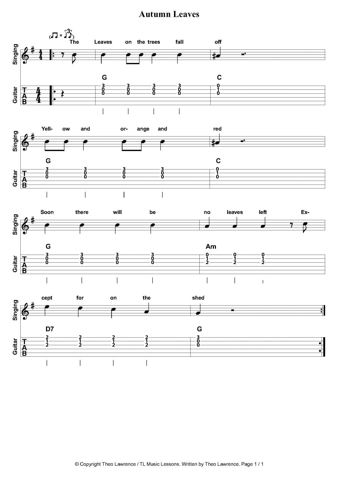 Autumn Leaves – A Ukulele and Guitar song for kids | Learn Guitar For Free