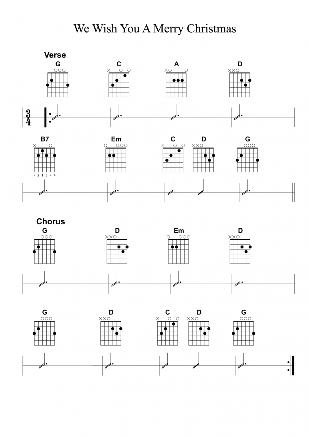 We Wish You A Merry Christmas – Guitar & Ukulele Chords – Learn Guitar ...