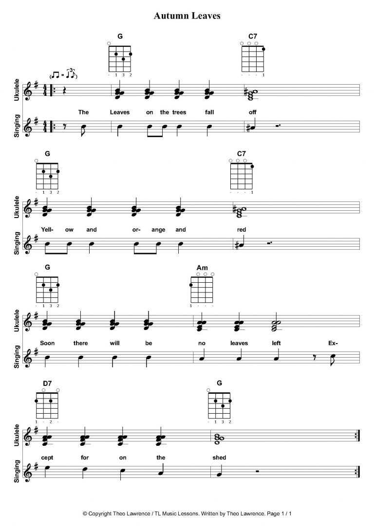 Autumn Leaves – A Ukulele and Guitar song for kids – Learn Guitar For Free